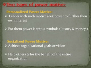 Motives and characteristics of leadership | PPTX