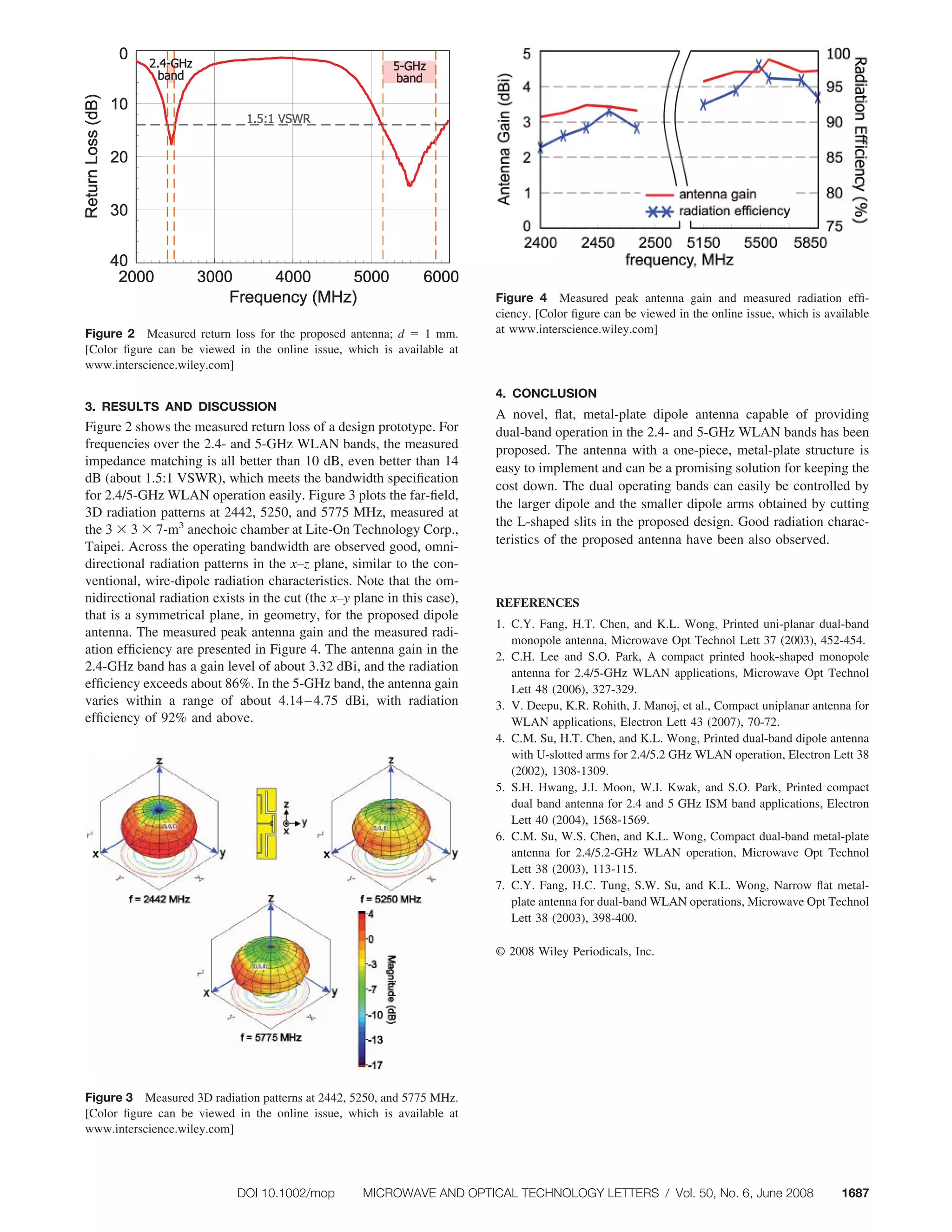 Low-Cost Flat Metal-Plate Dipole Antenna for 2.4/5 GHz WLAN Operation | PDF
