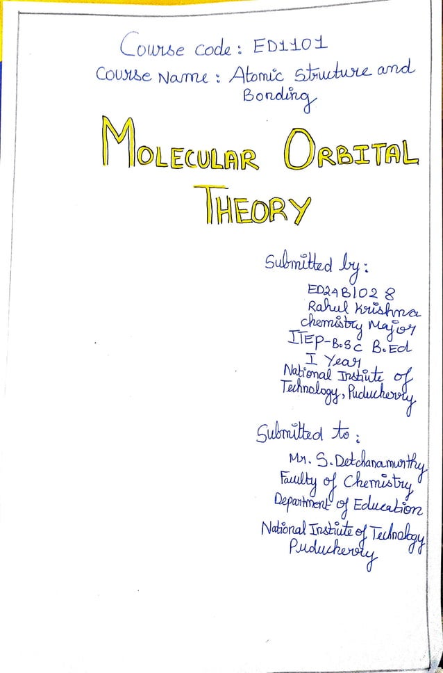 Molecular Orbital Theory And Linear Combination Of Atomic Orbitals Pdf