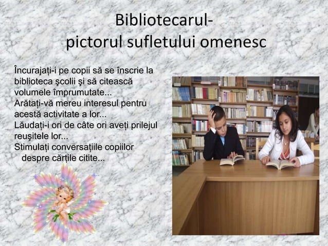 - Biblioteca şcolară – centrul comunităţii şcolare | PPTX