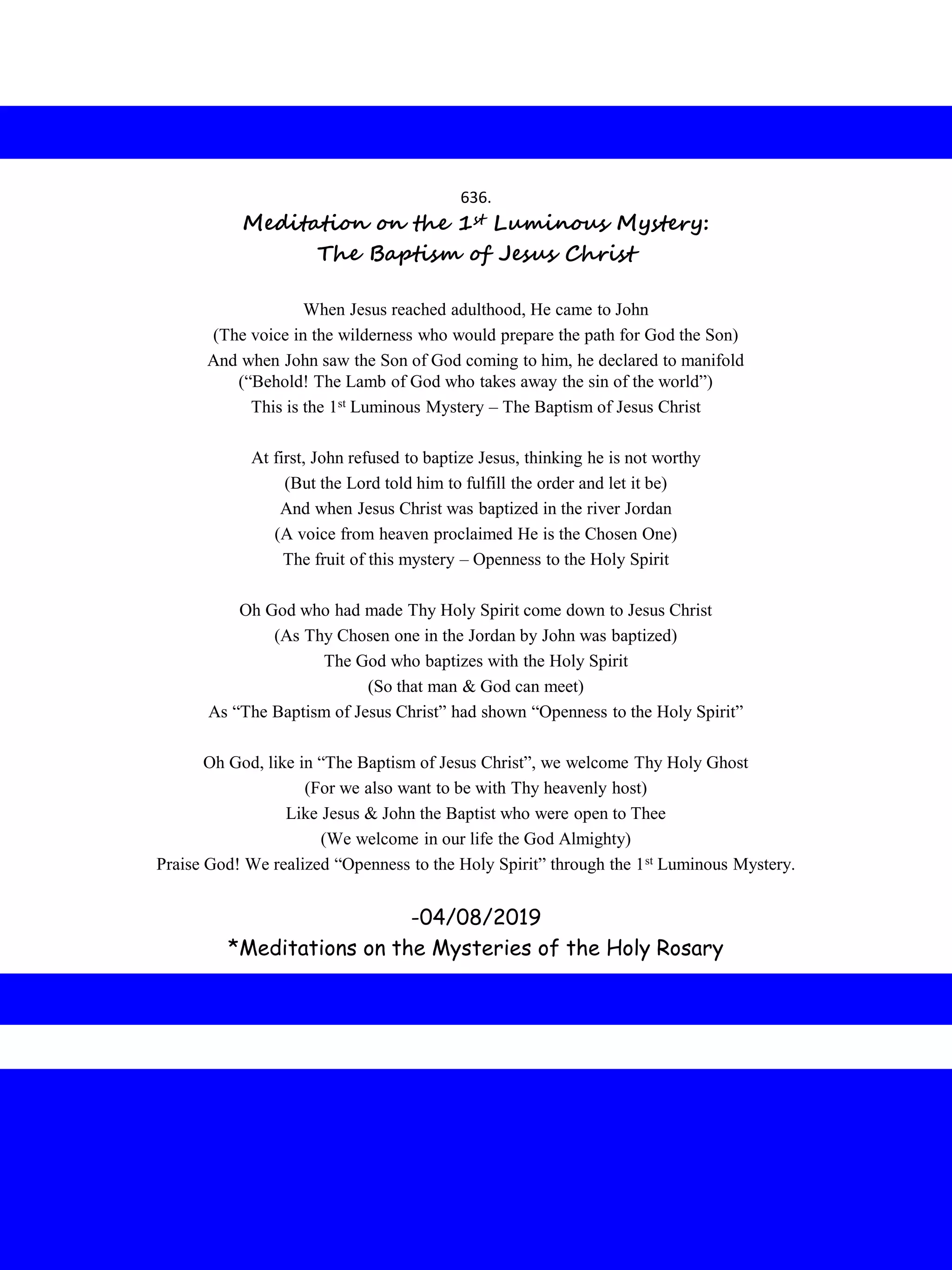 Luminous Mysteries (Holy Rosary) | PDF