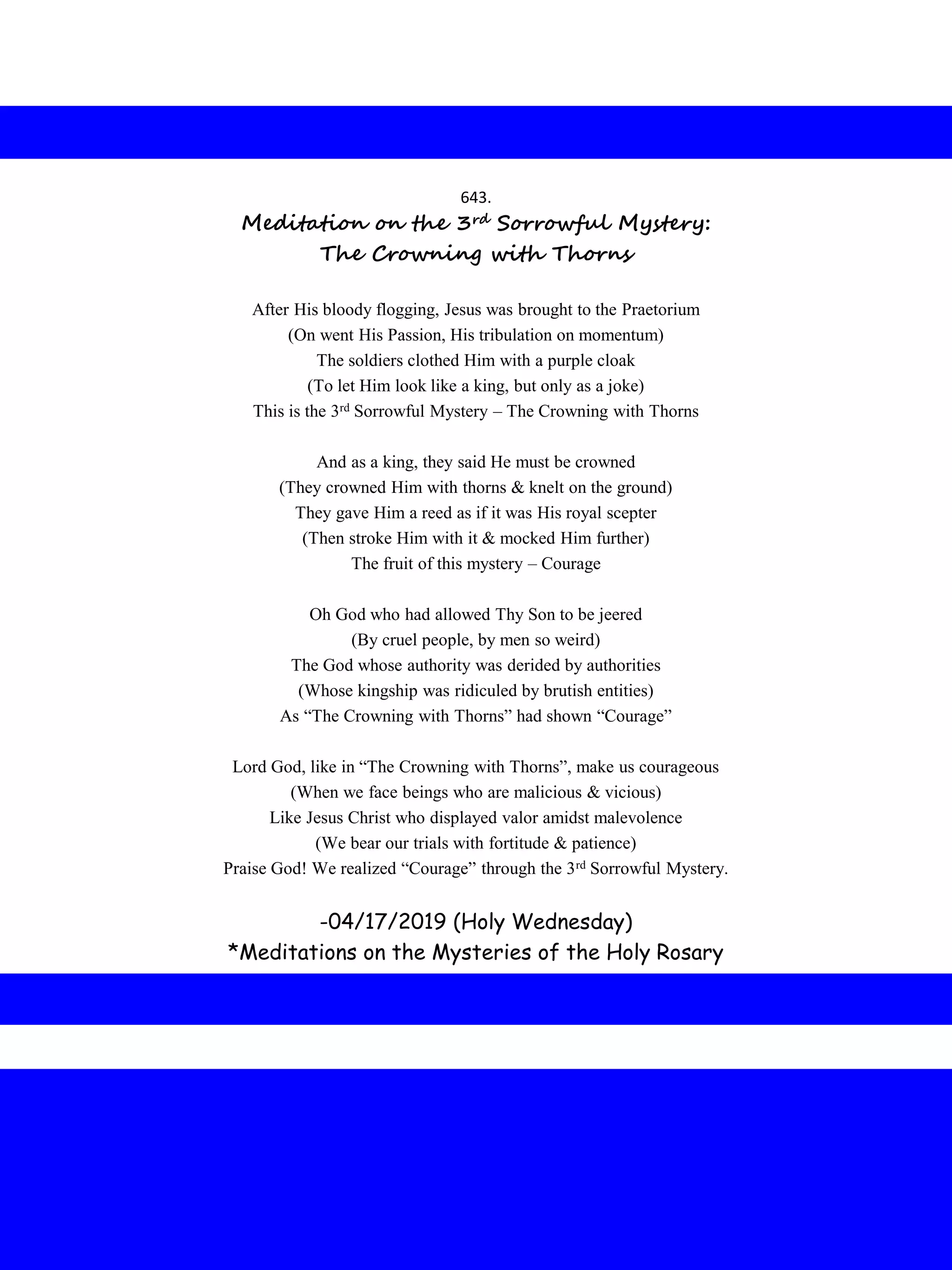 Sorrowful Mysteries (Holy Rosary) | PDF