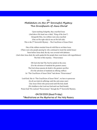 Sorrowful Mysteries (Holy Rosary) | PDF