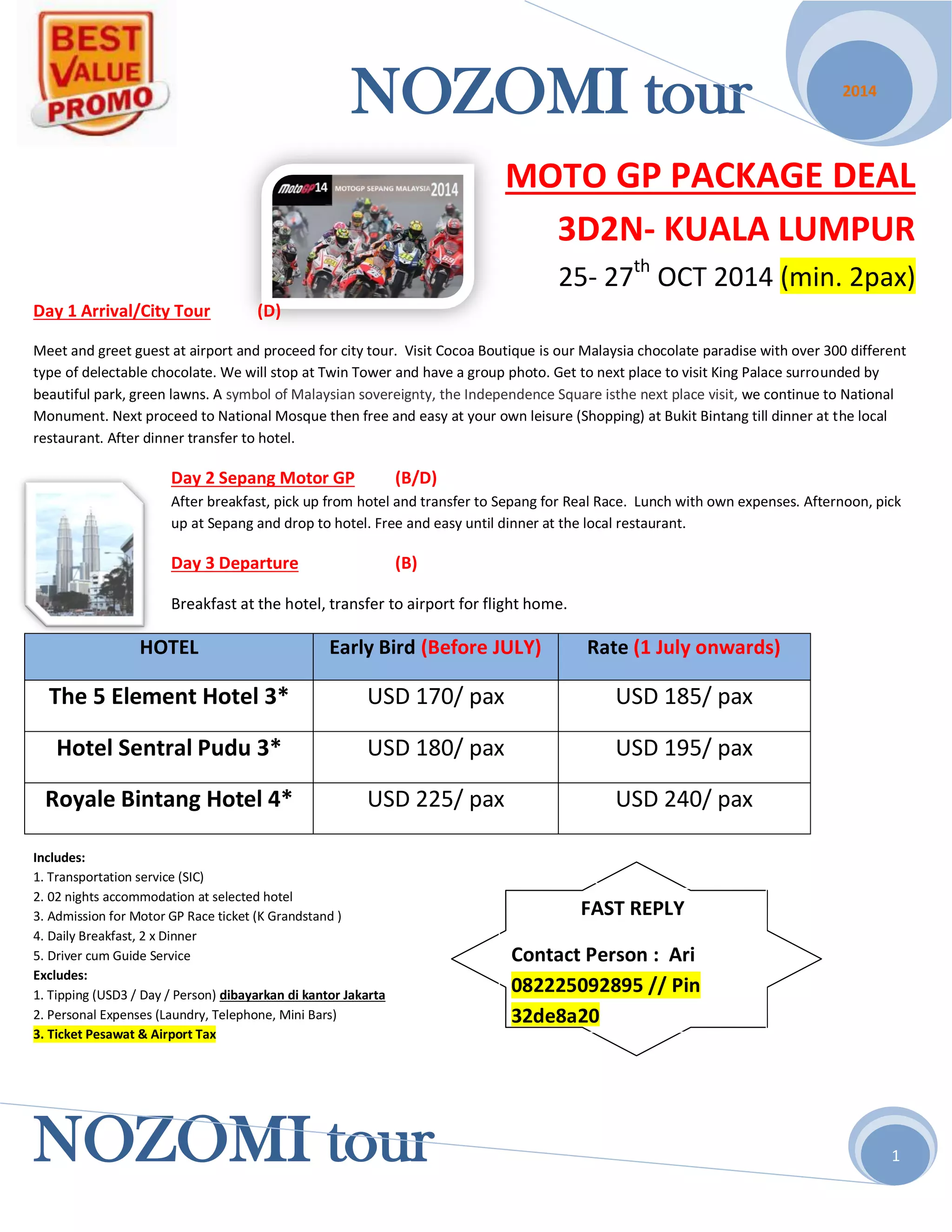 Moto gp package deal | PDF | Hotels and Motels | Travel Type