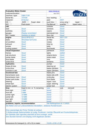 Motor Grader inspection checklist | PDF
