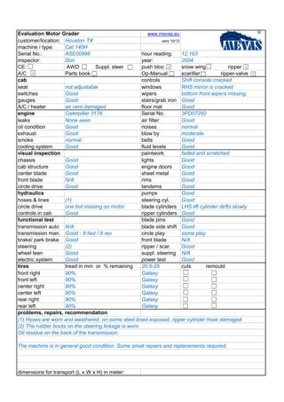 Motor Grader inspection checklist | PDF