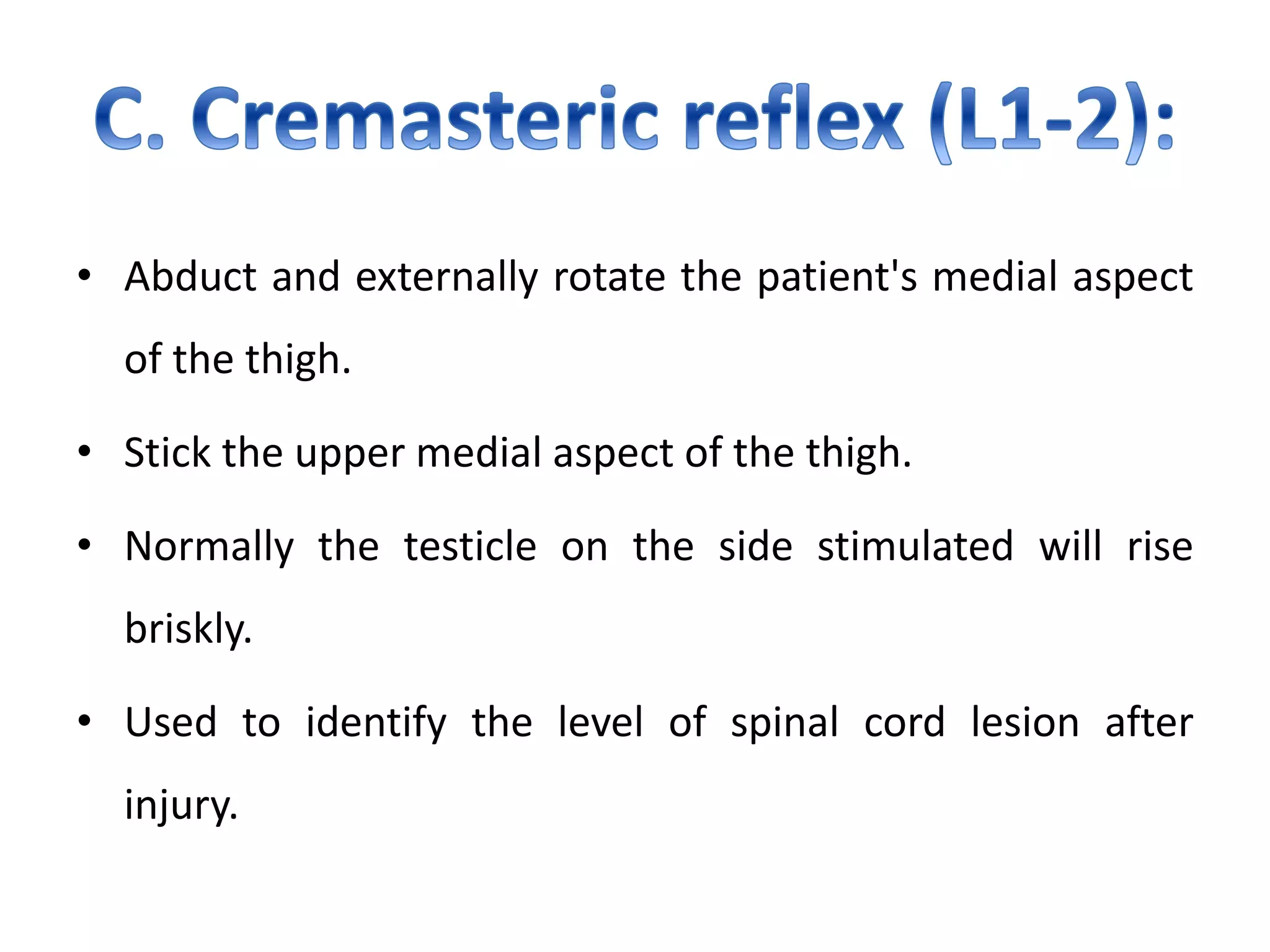 Motor and sensory examination, Examination of reflexes | PPTX