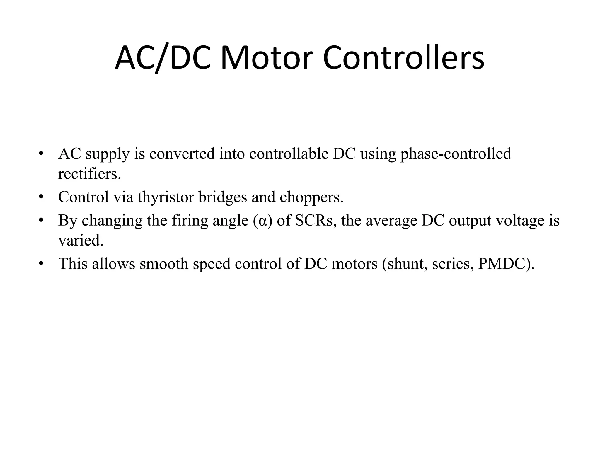 Different types of Motor_controller used in electrical engineering | PDF