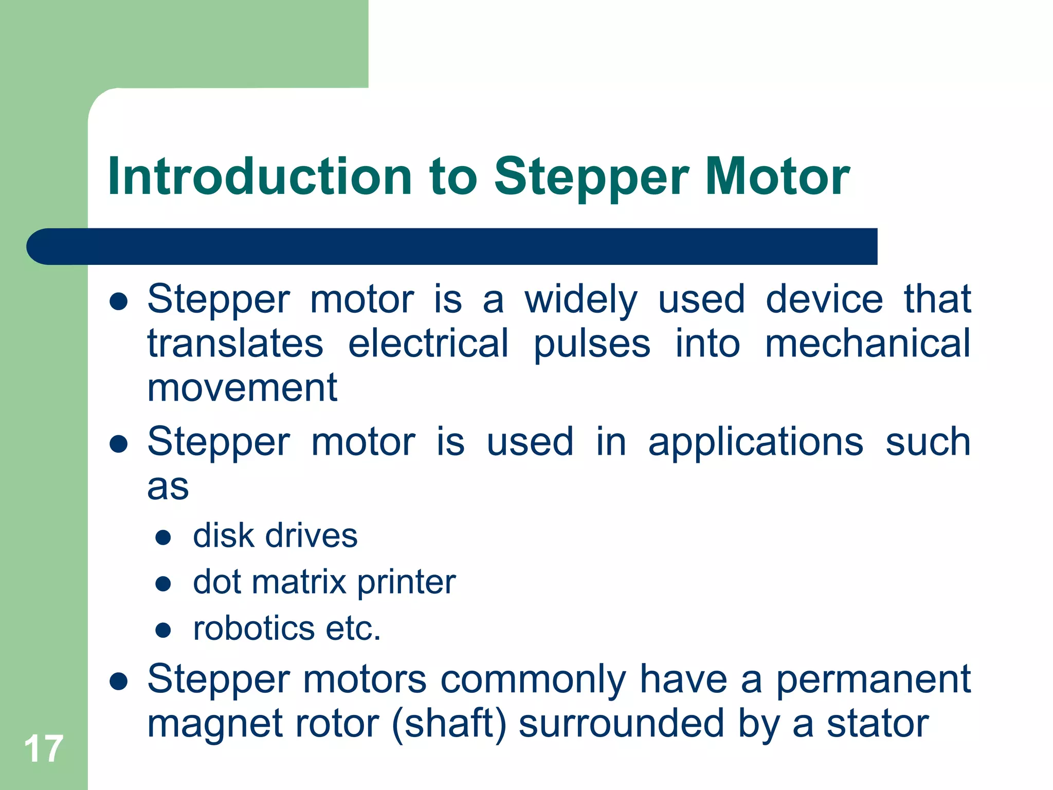 Motor Control Relay, Pwm, DC and Stepper Motors | PPT