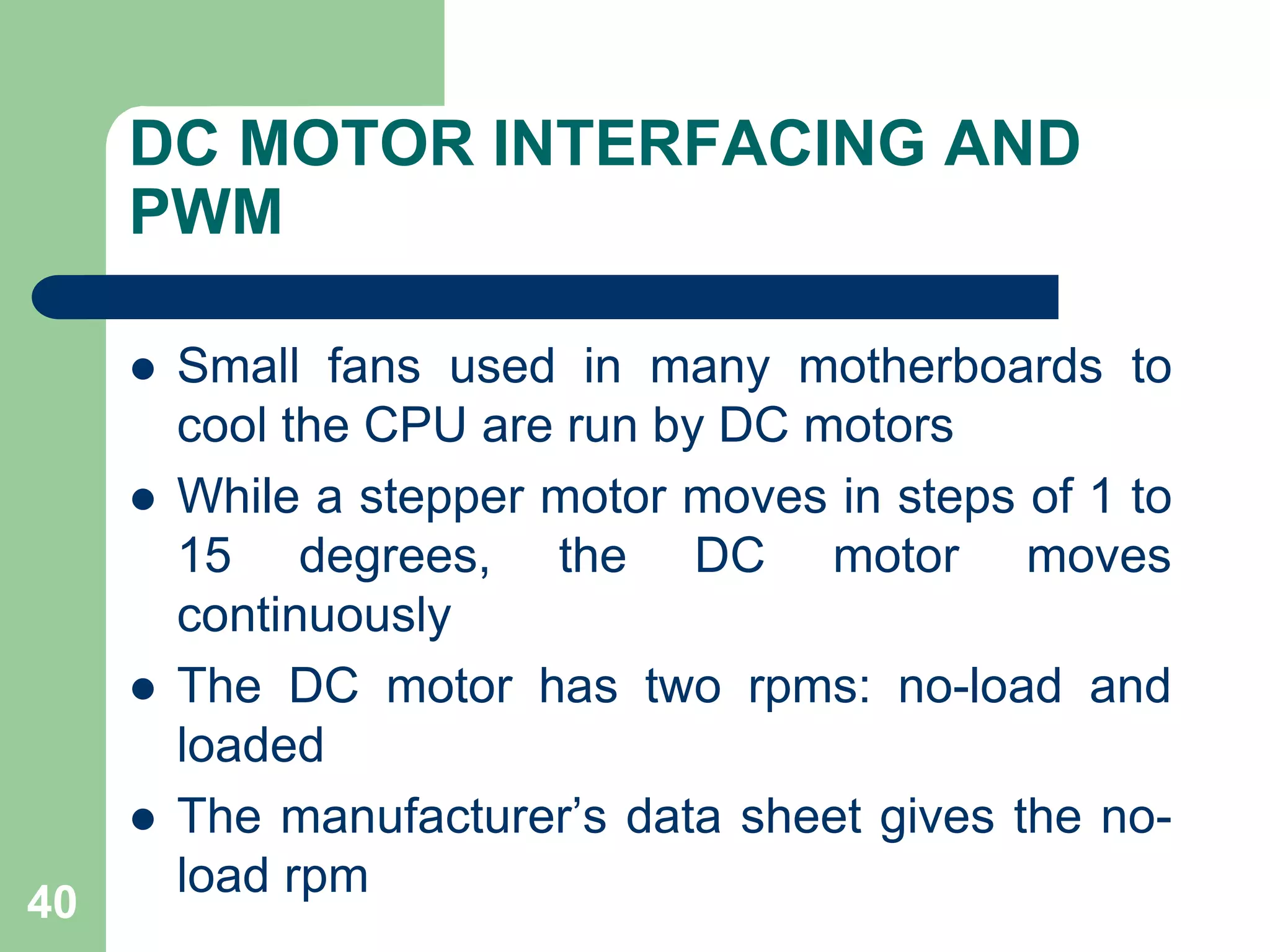 Motor Control Relay, Pwm, DC and Stepper Motors | PPT