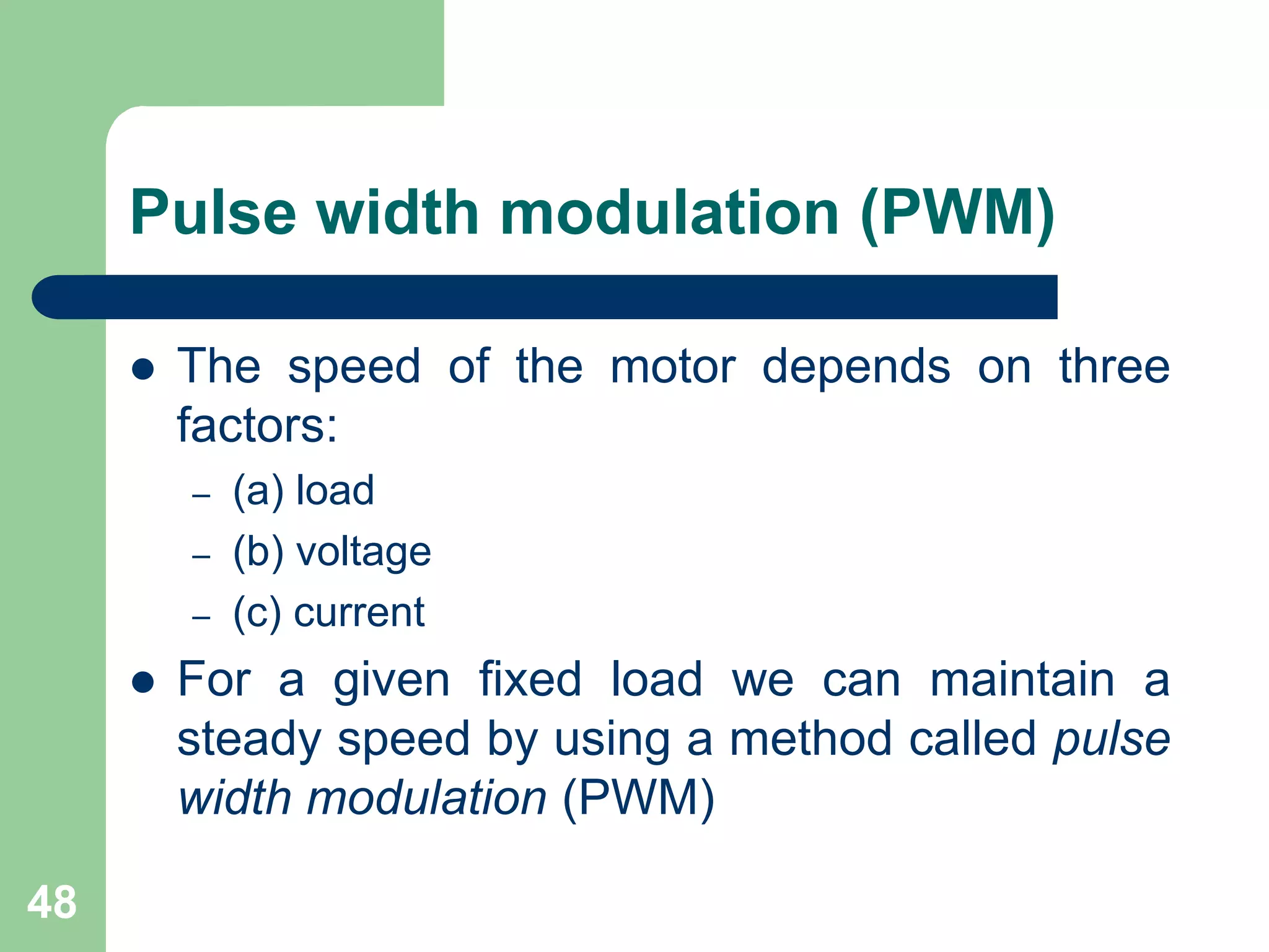 Motor Control Relay, Pwm, DC and Stepper Motors | PPT