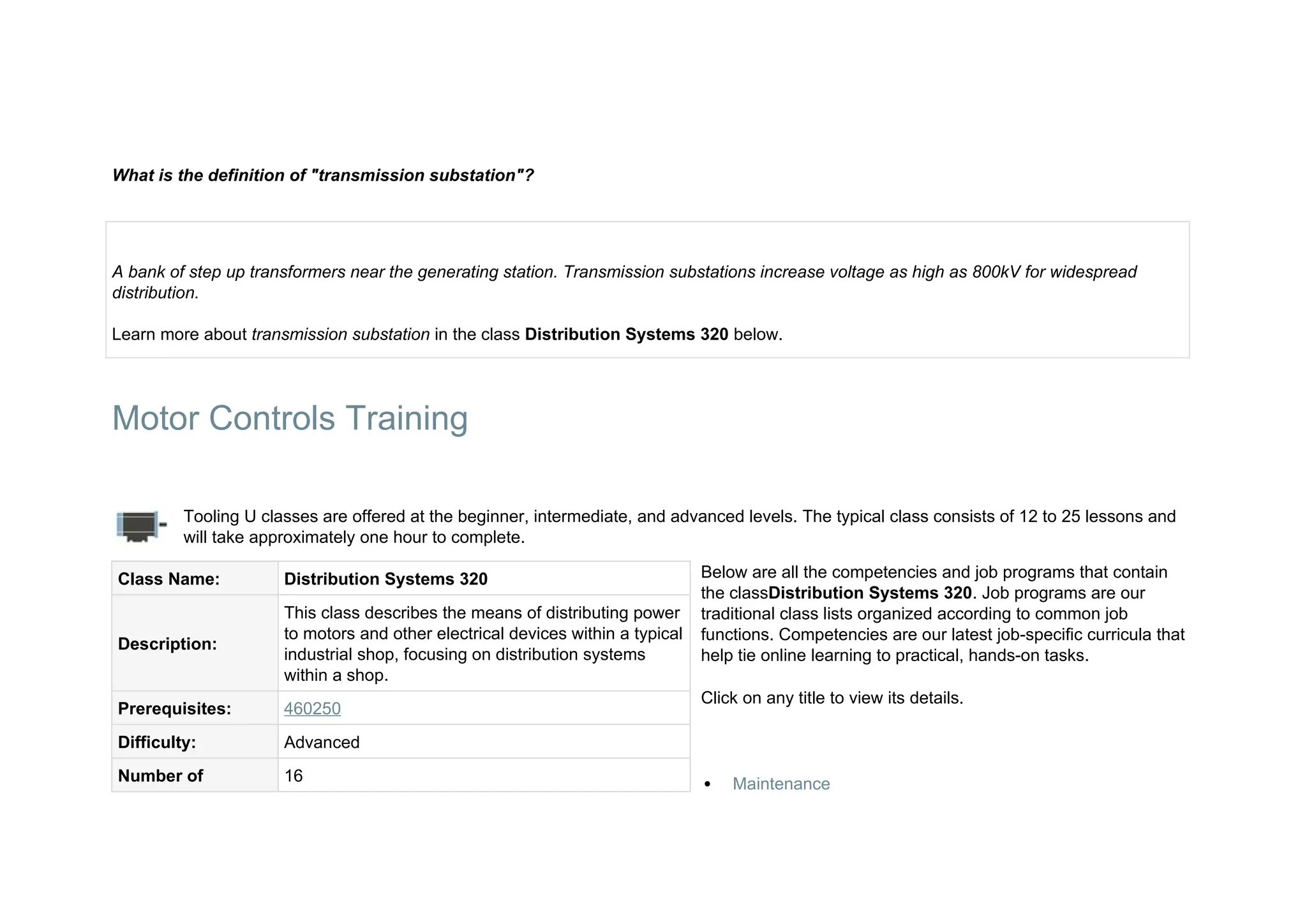 Motor Controls Training and developments | DOCX