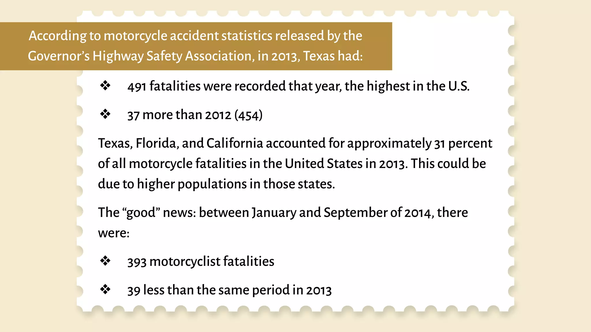 Motorcycle Accident Statistics In Texas | PPT