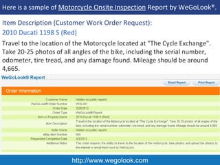 Onsite Motorcycle Inspection and Verification - Sample Report | PPT