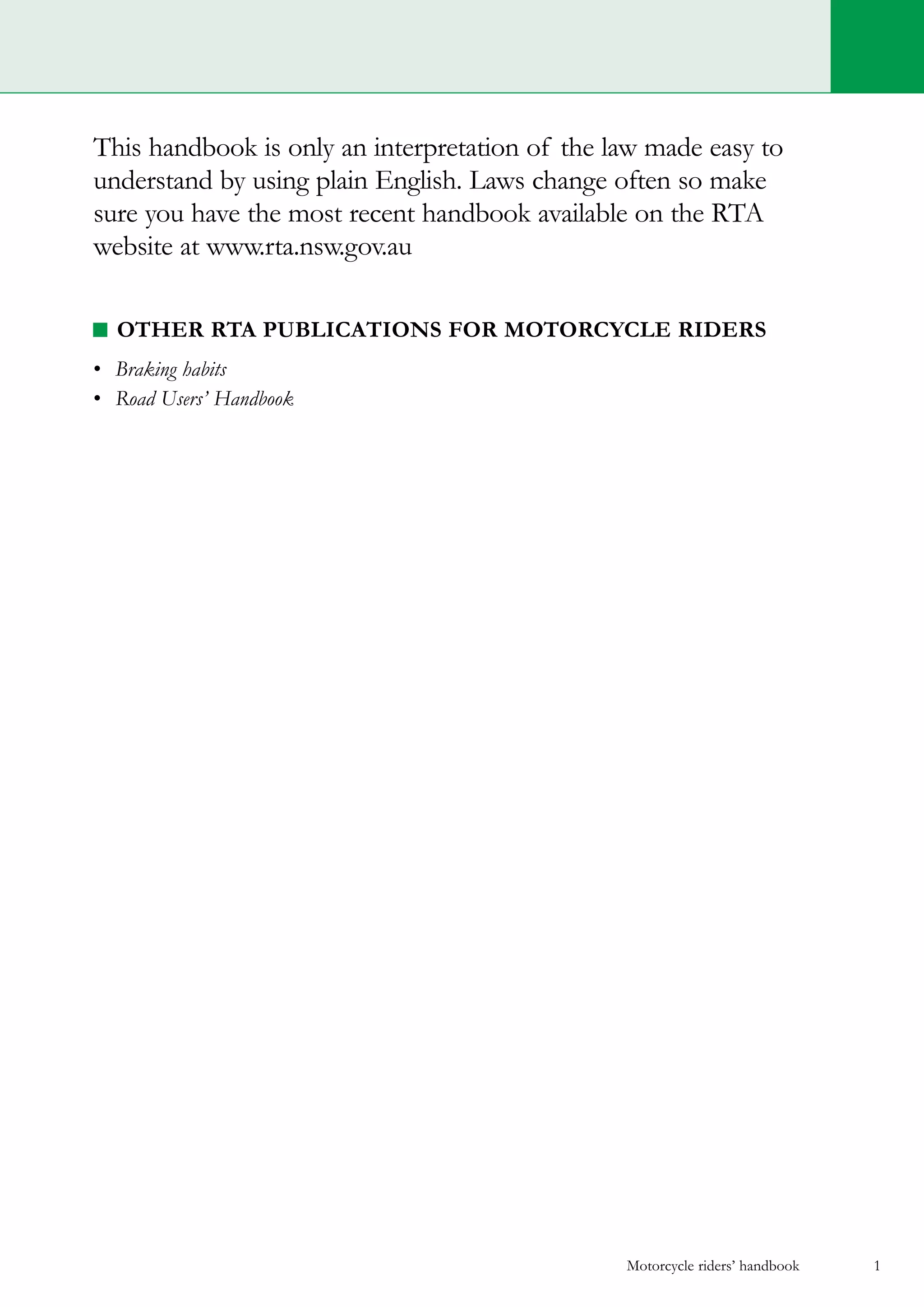 Motorcycle riders handbook | PDF