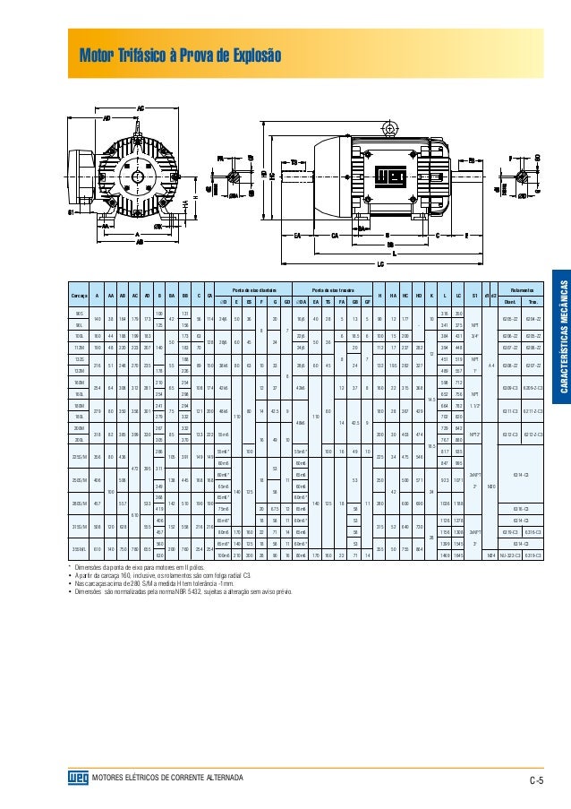 Motores weg especificações
