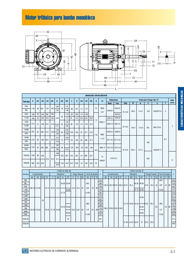 Motores weg especificações