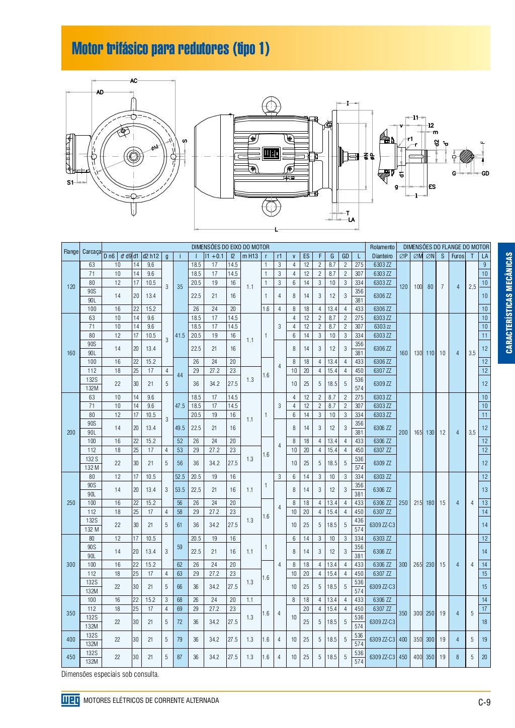 Motores weg especificações