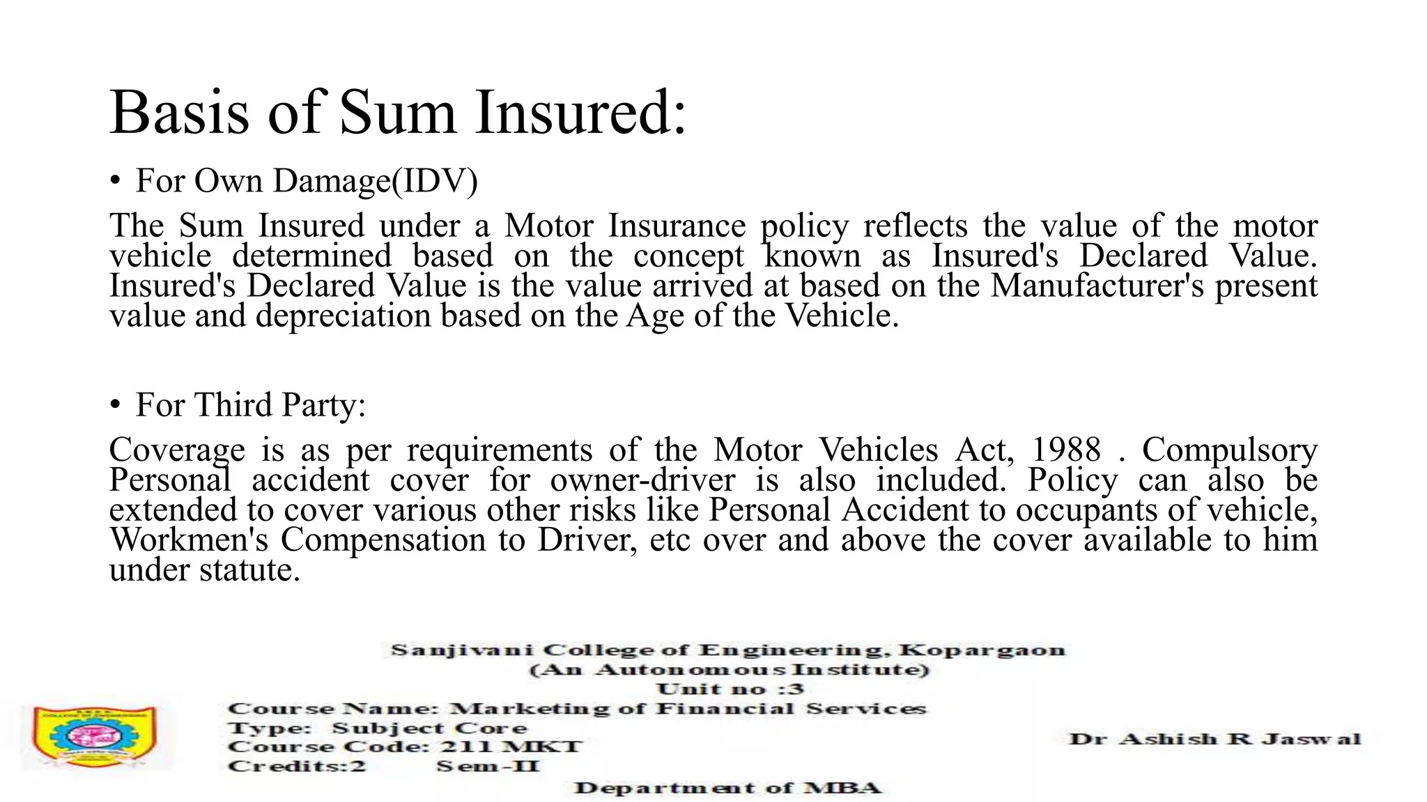 Motor Insurance | PPTX