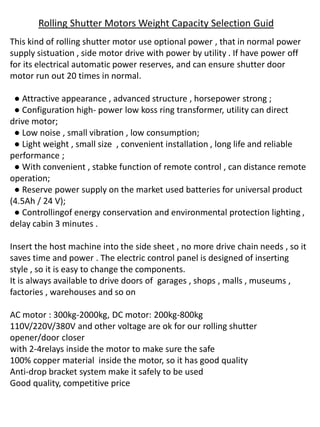 Motorised rolling shutter | PDF