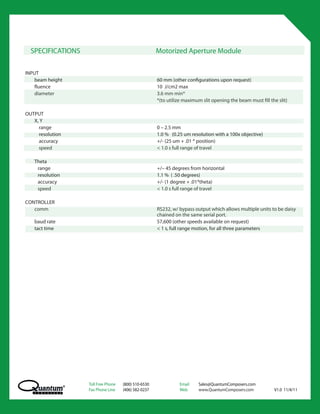 Motorized aperture datasheet | PDF