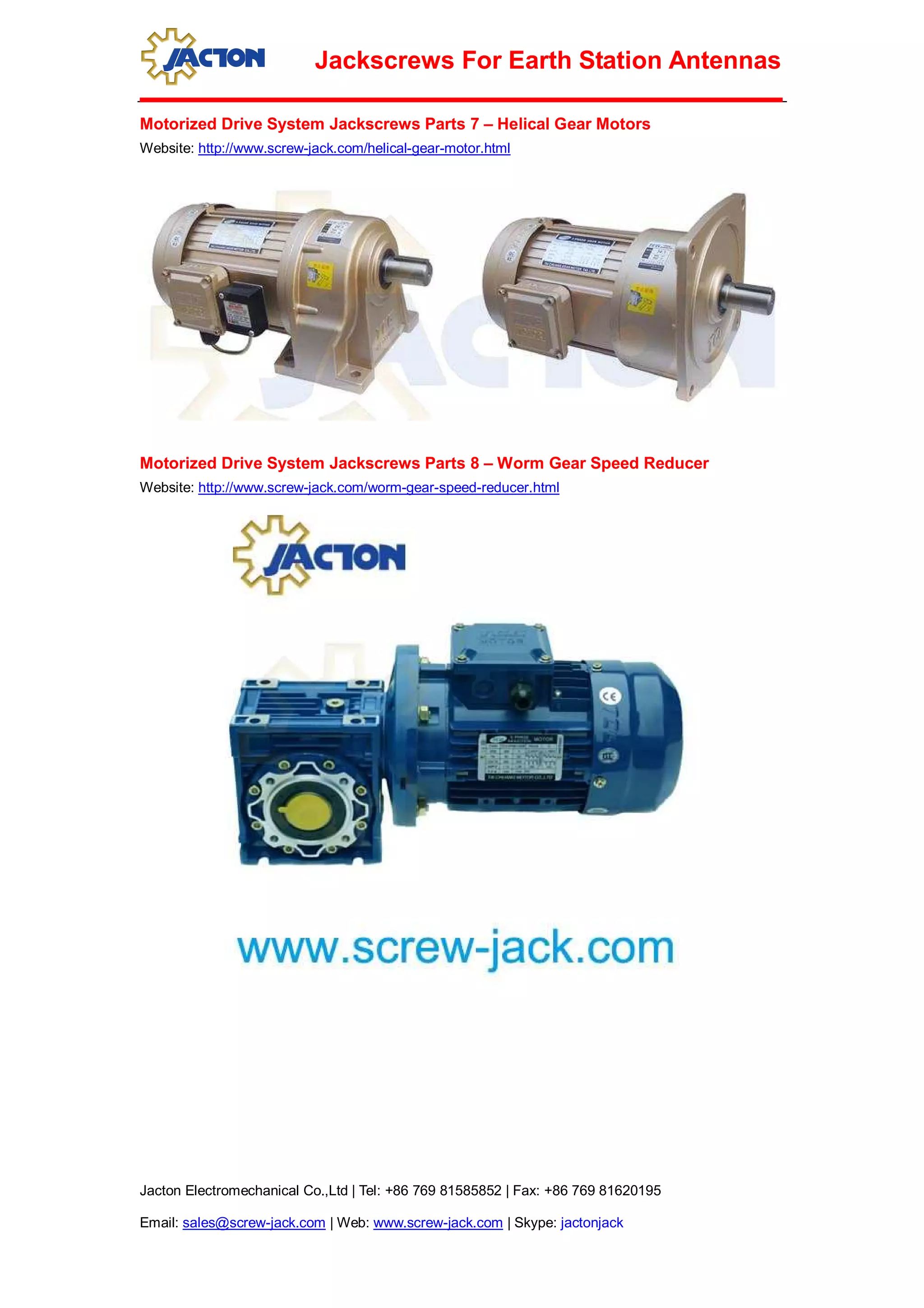 Motorized drive system jackscrews, elevation jackscrew, gear drive ...