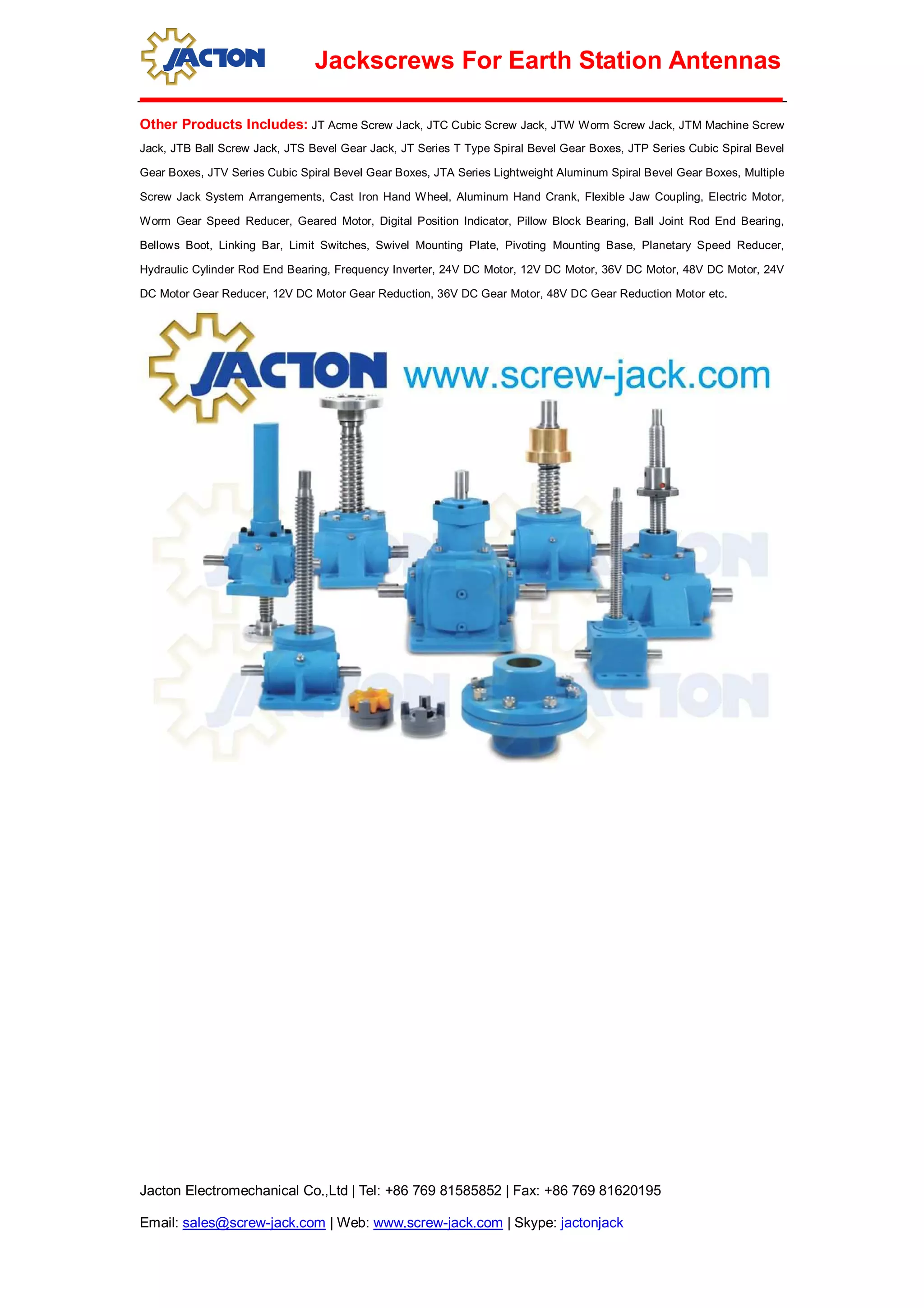 Motorized drive system jackscrews, elevation jackscrew, gear drive ...