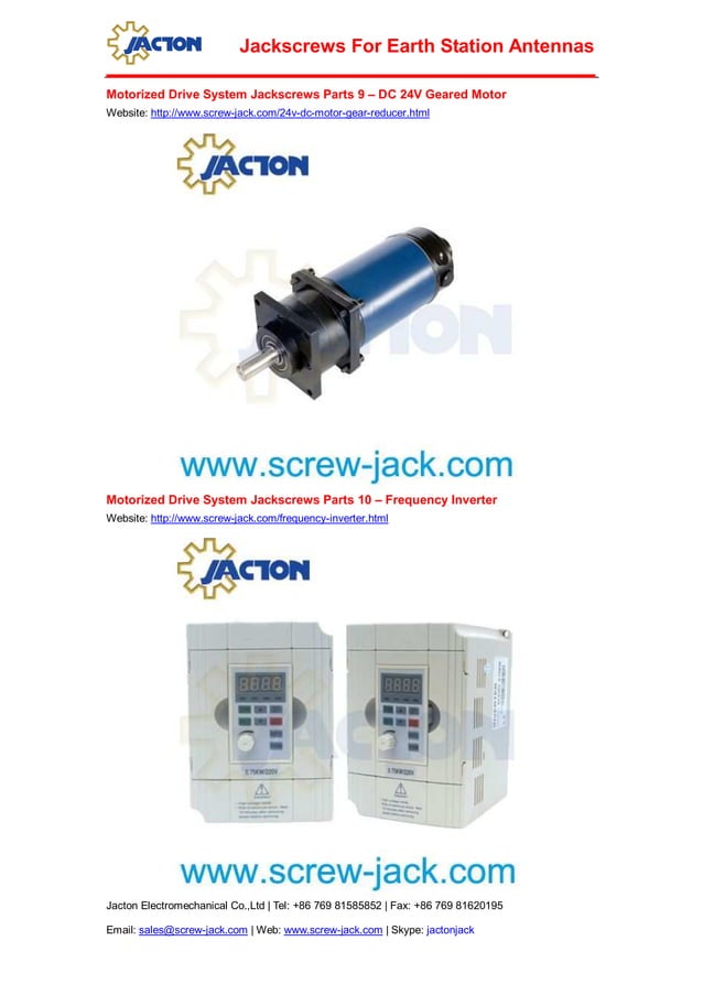 Motorized drive system jackscrews, elevation jackscrew, gear drive ...