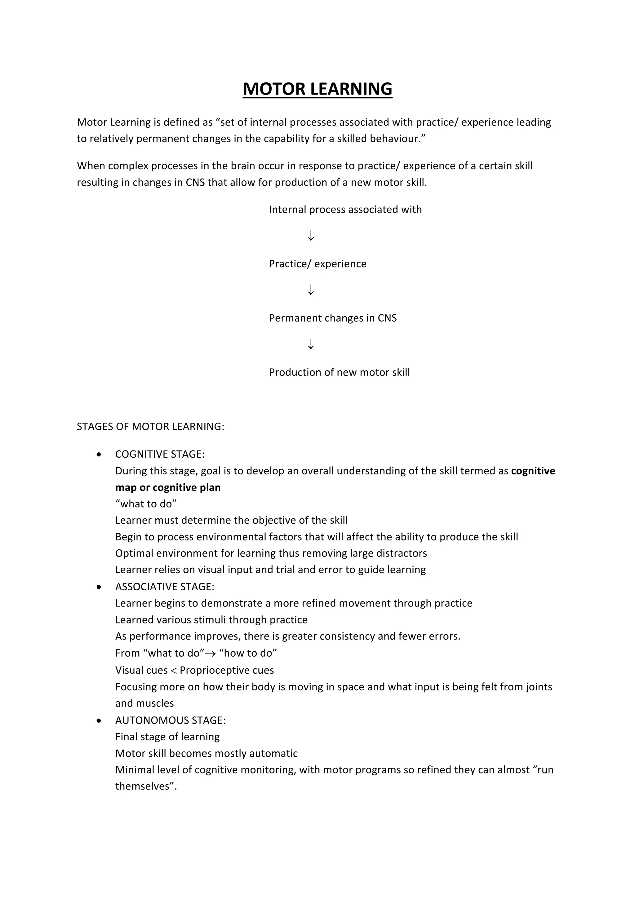 Motor Learning | PDF