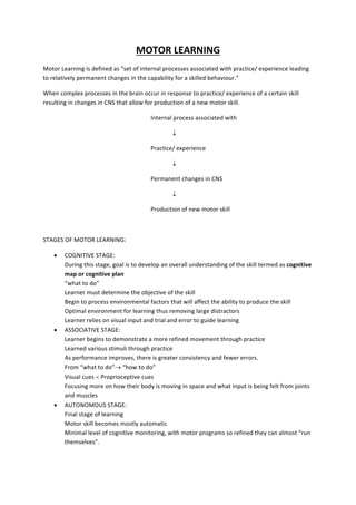 Motor Learning | PDF
