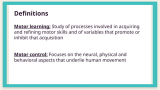 Introduction to Motor Learning and Control | PPTX | Sports