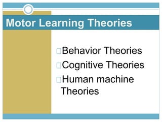 Motor learning and perception | PPT