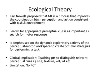 Motor learning and recovery of function | PPT