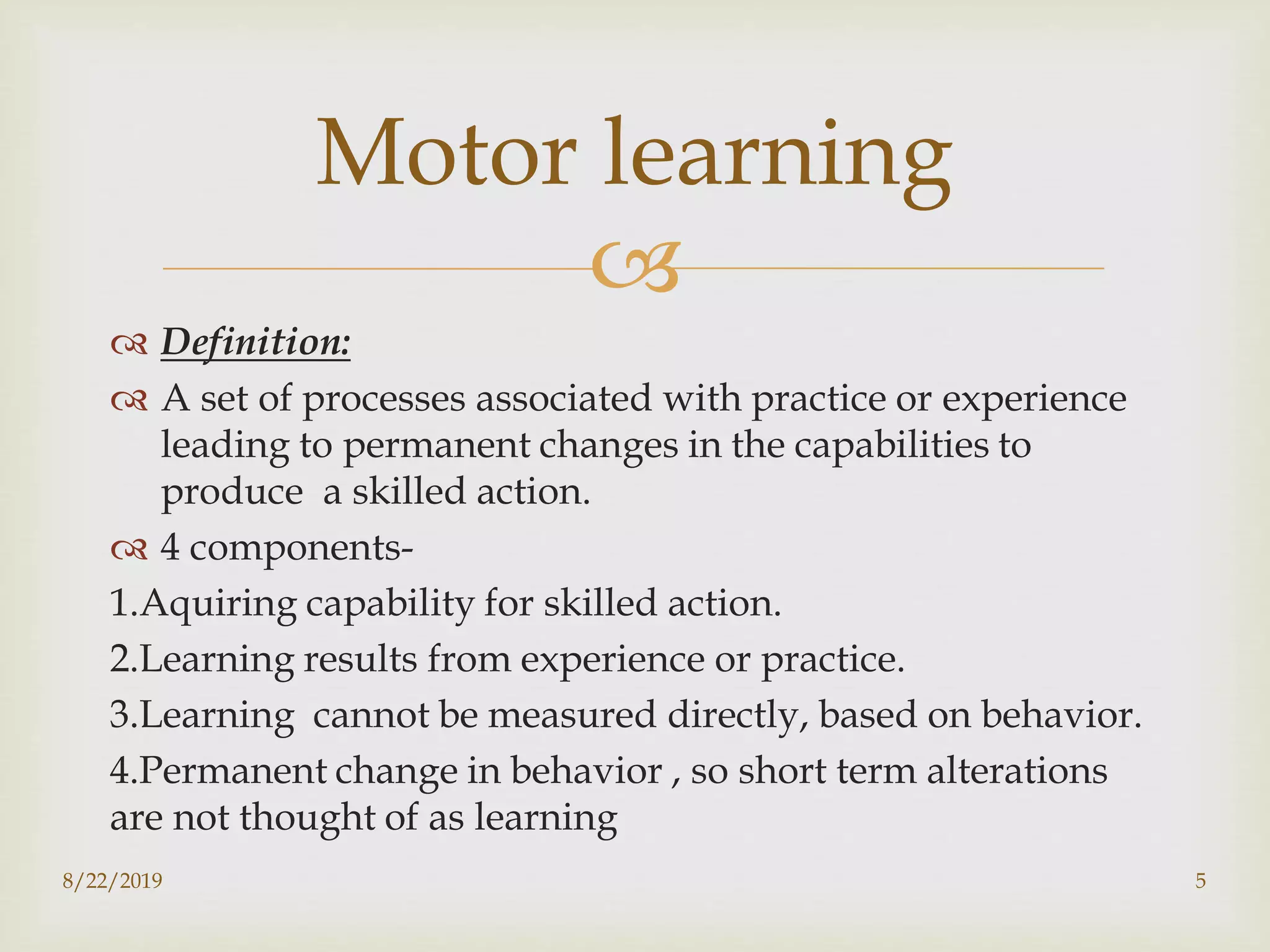 Motor learning ppt | PDF