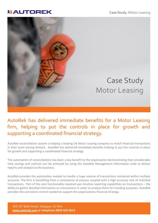 AutoRek Motor Leasing Case Study | PDF