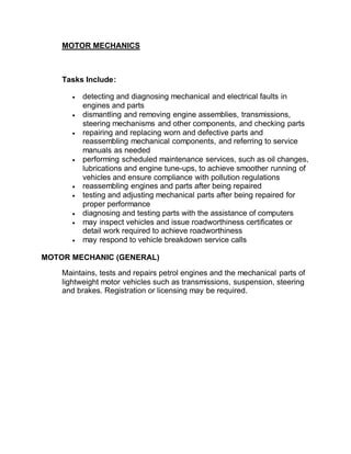 Motor mechanics (1) | DOCX