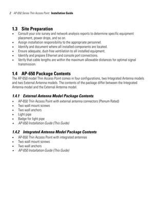 Motorola ap650 access point installation guide (part no. 72 e 131207-01 ...