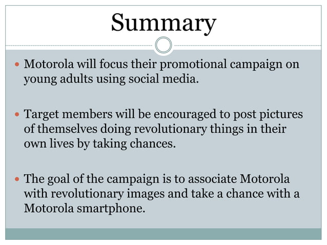 Motorola digital marketing campaign | PPT
