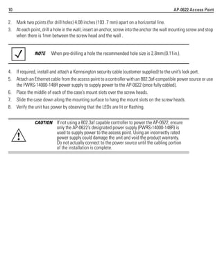 Motorola solutions ap622 access point installation guide (part no. 72 e 157808-01 rev. a ...