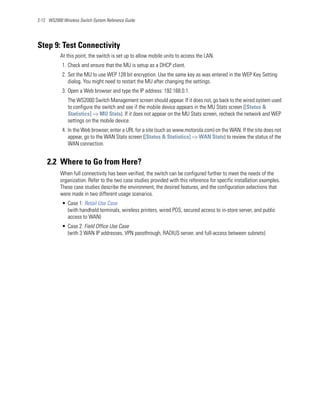 Motorola ws2000 wireless switch system reference guide | PDF