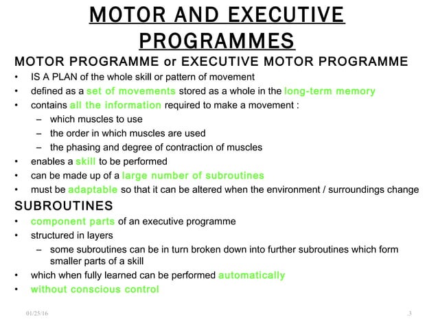 Motor programmes | PPT