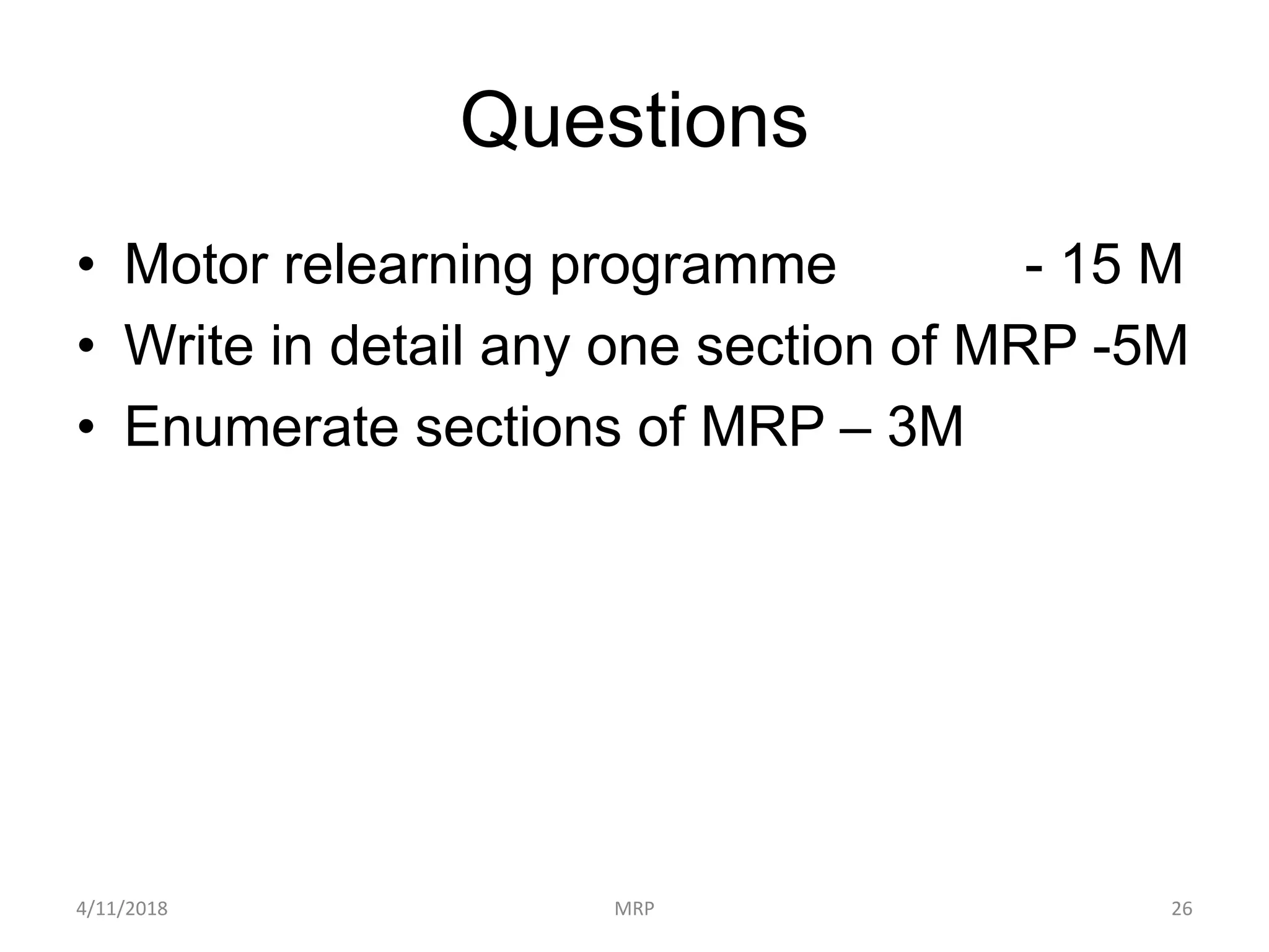 Motor relearning programme | PPTX