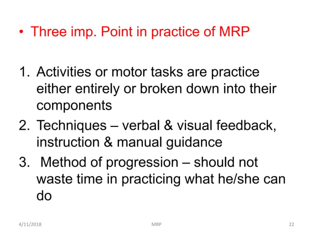 Motor relearning programme | PPTX