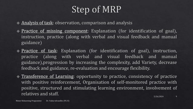 Motor Relearning Programme ( MRP ) .pptx