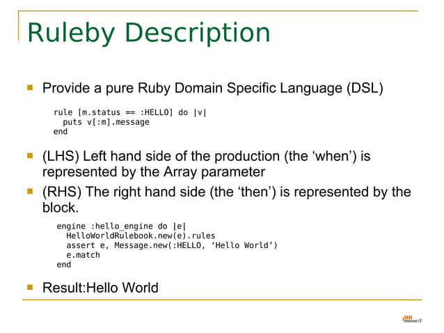 Rules Engine - java(Drools) & ruby(ruleby) | PPT