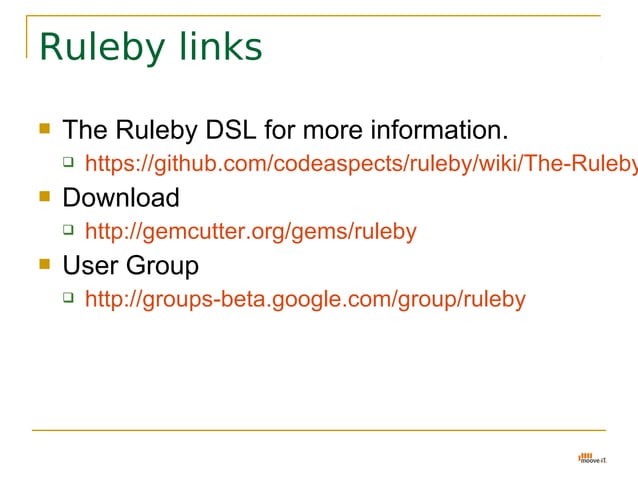 Rules Engine - java(Drools) & ruby(ruleby) | PPT