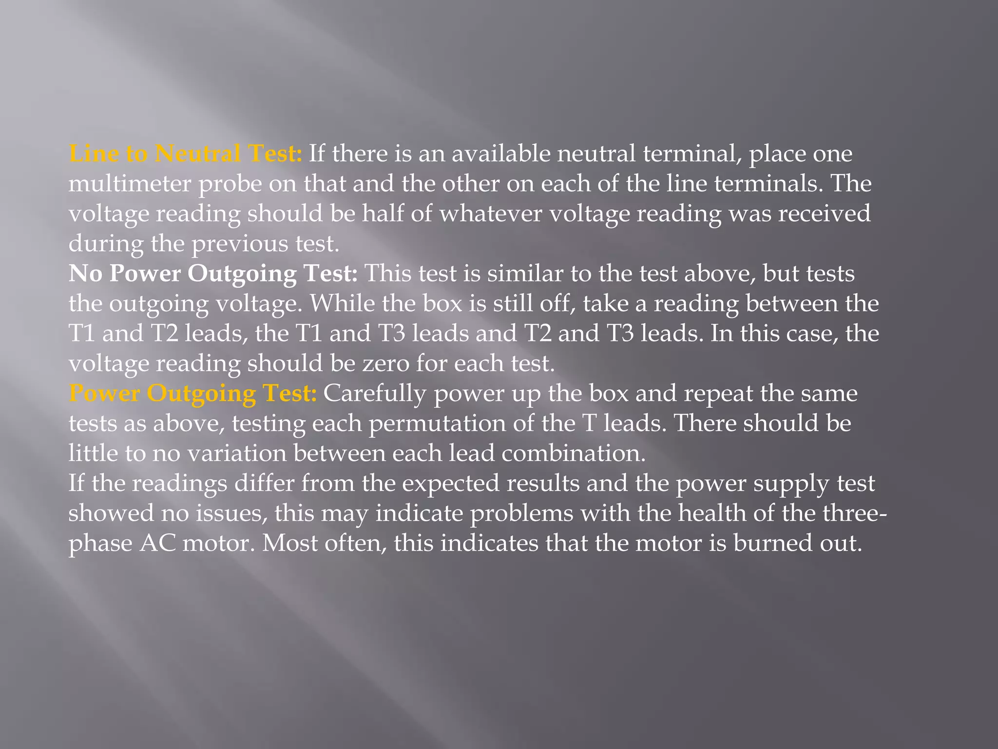 Motor testing procedure by javid iqbal sodagar | PDF
