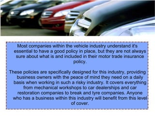 Motor trade insurance inclusions | PPT