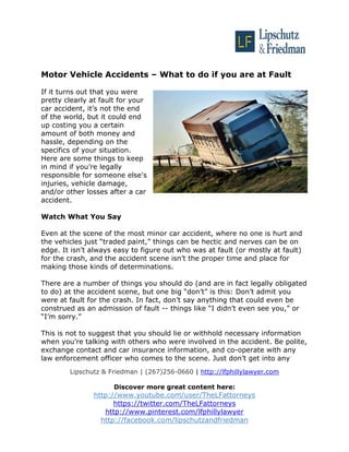 Motor Vehicle Accidents – What to do if you are at Fault | PDF