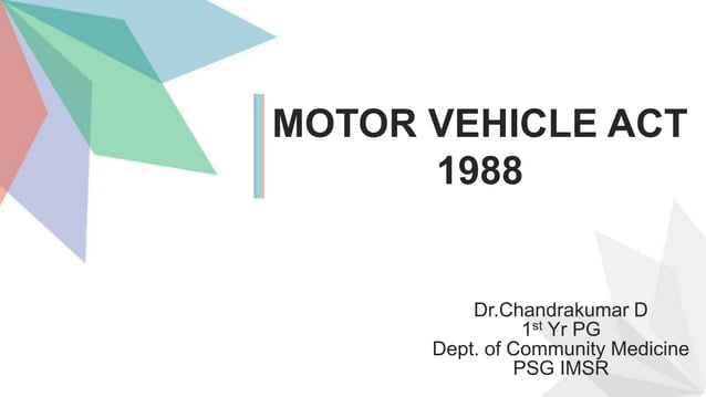 MOTOR VEHICLE ACT 1988.pptx | Motor Insurance | Insurance